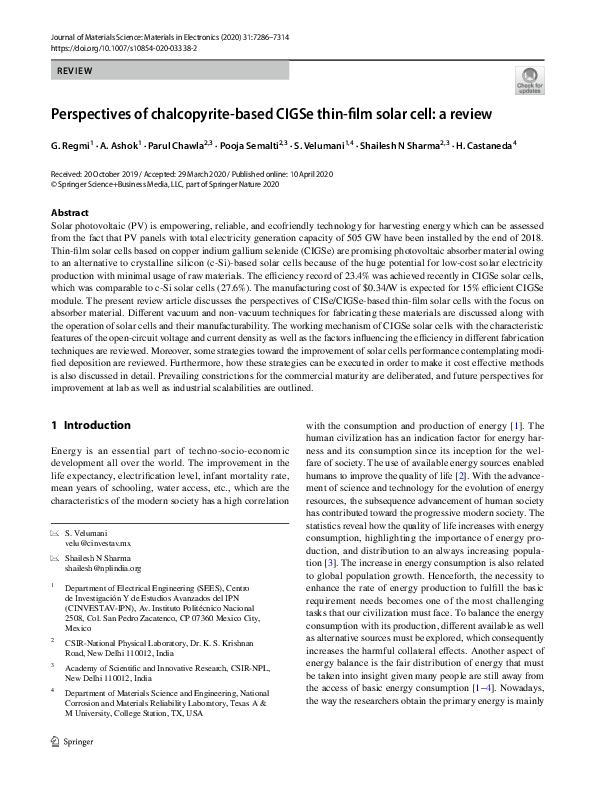 (PDF) Perspectives of chalcopyrite-based CIGSe thin-film solar cell: a ...