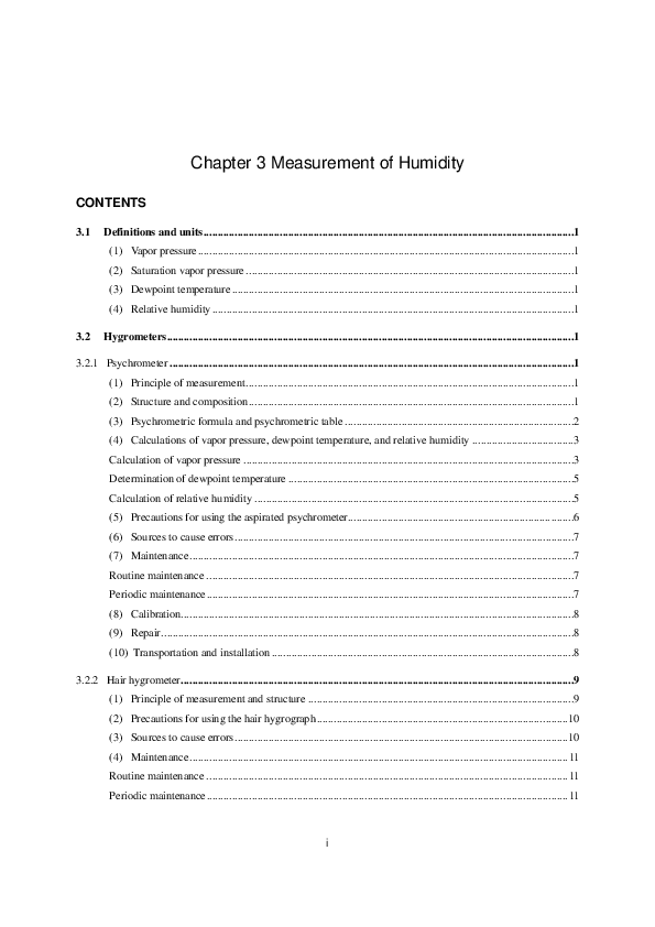 (PDF) Chapter 3 Measurement of Humidity