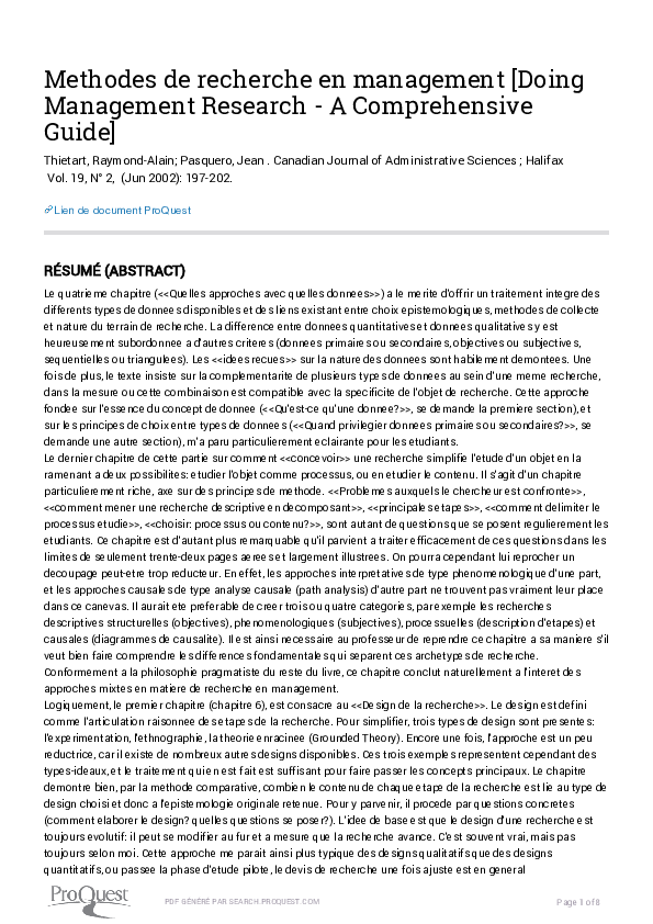 (PDF) Methodes de recherche en management [Doing Management Research -A ...