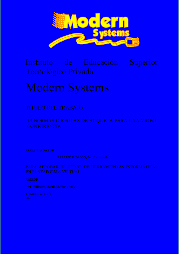 (DOC) Instituto de Educación Superior Tecnológico Privado Modern Systems TITULO DEL TRABAJO 13 ...