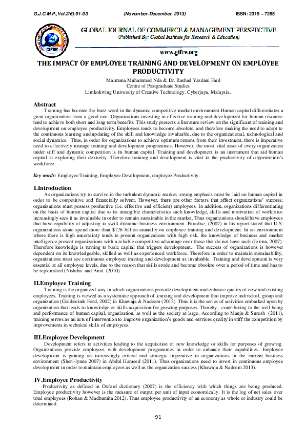 (PDF) THE IMPACT OF EMPLOYEE TRAINING AND DEVELOPMENT ON EMPLOYEE ...