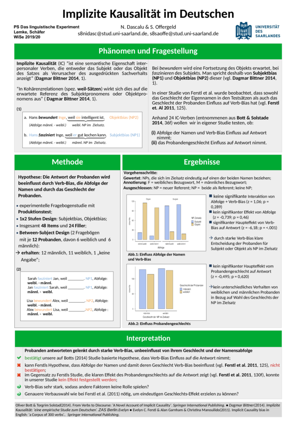 (PDF) Experimental Linguistics: Implicit Causality (POSTER)
