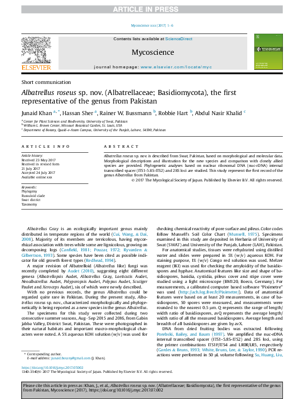 (PDF) Albatrellus roseus sp. nov. (Albatrellaceae; Basidiomycota), the ...