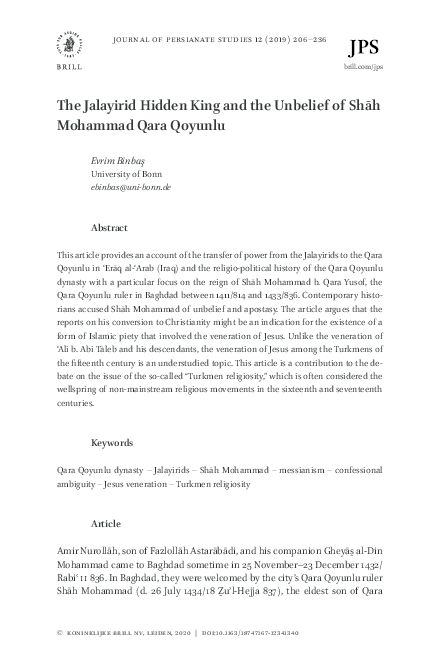 (PDF) The Jalayirid Hidden King and the Unbelief of Shāh Mohammad Qara ...