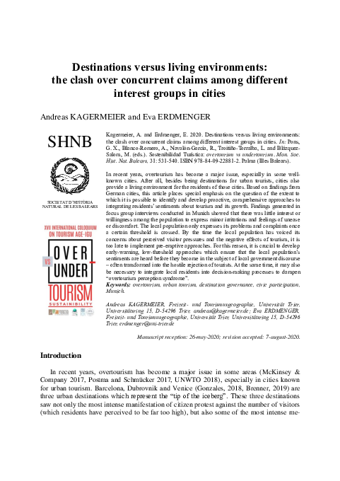 (PDF) Destinations versus living environments: the clash over ...