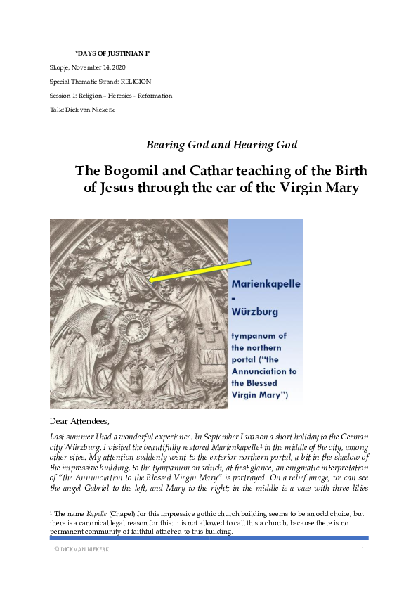 (PDF) Bearing God and Hearing God -The Bogomil and Cathar teaching of ...