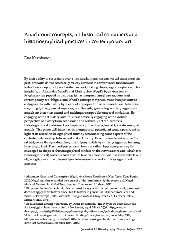 (PDF) Anachronic concepts, art historical containers and ...