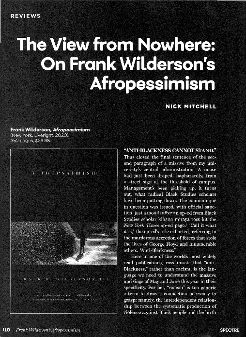 (PDF) Nick Mitchell - The View from Nowhere: On Frank Wilderson's ...