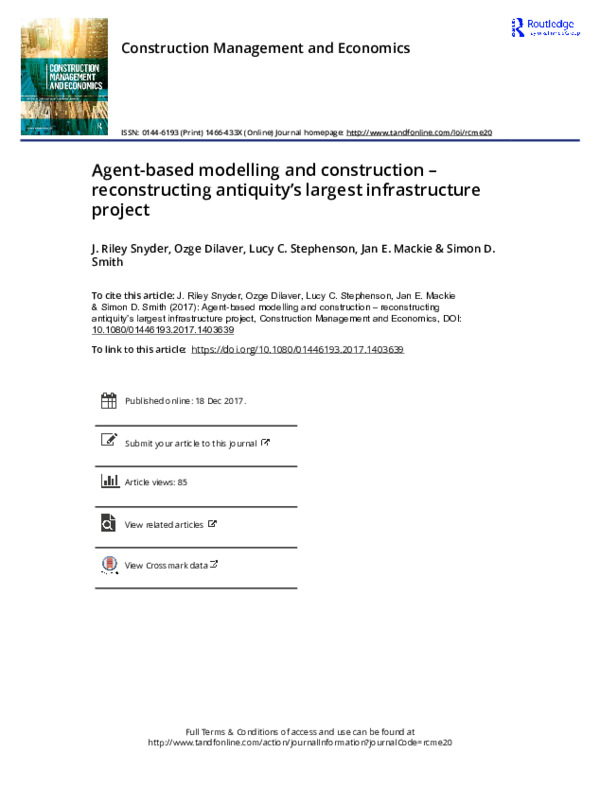 (PDF) Agent-based modelling and construction – reconstructing antiquity's largest infrastructure ...