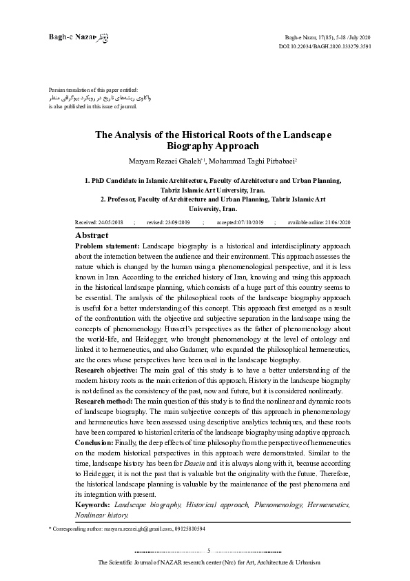(PDF) The Analysis of the Historical Roots of the Landscape Biography ...