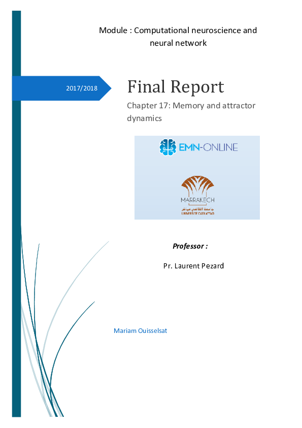 Pdf Final Report Chapter 17 Memory And Attractor Dynamics Professor Module Computational