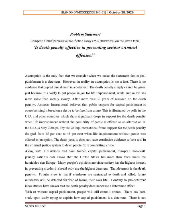 (DOC) does death penalty deter crime?