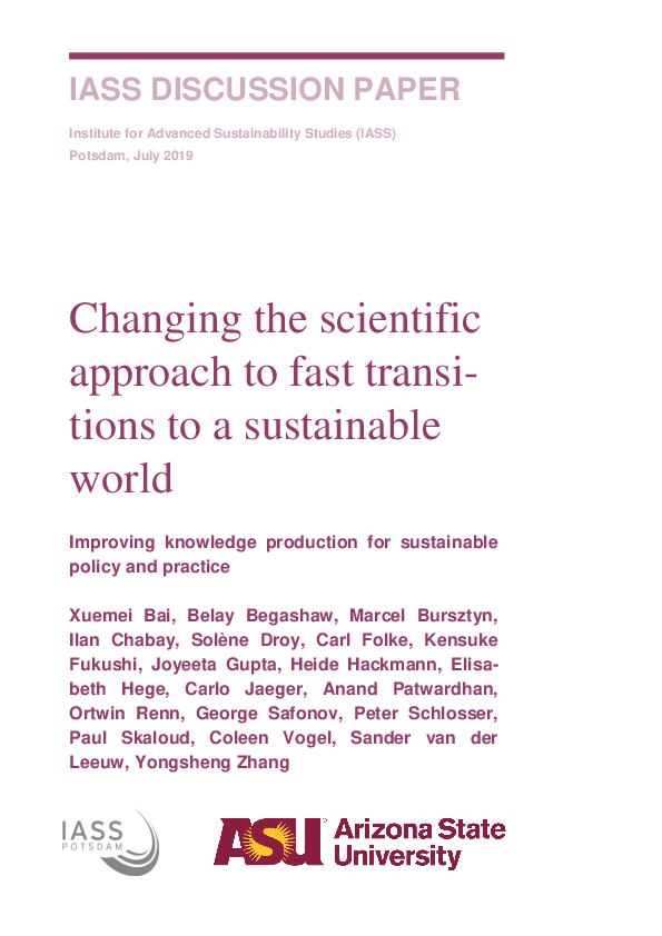 (PDF) Changing the scientific approach to fast transi- tions to a ...
