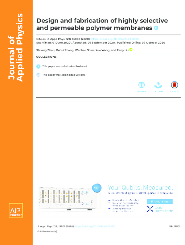 (PDF) Design and fabrication of highly selective and permeable polymer ...