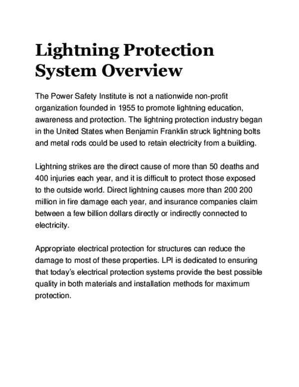 (PDF) Lightning Protection System Overview