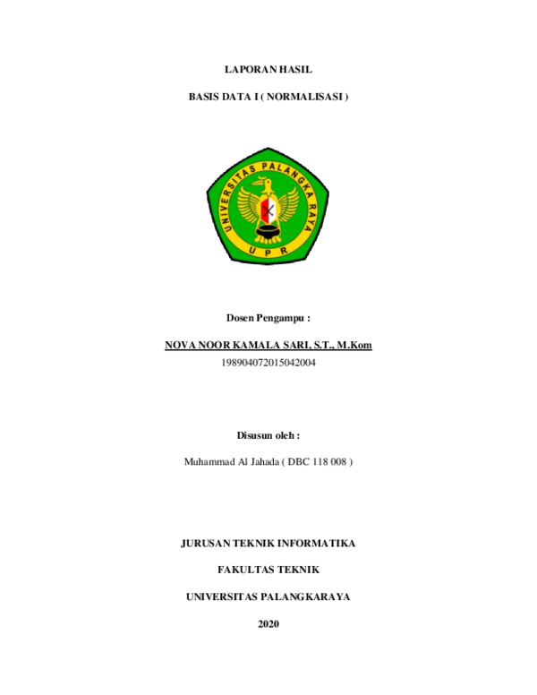 (PDF) NORMALISASI DATABASE - LAPORAN TUGAS MATA KULIAH BASIS DATA I (A) | narda ivena hia ...