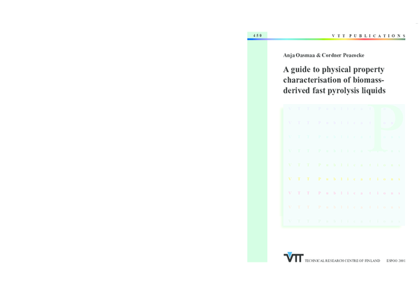 (PDF) A guide to physical property characterisation of biomass- derived fast pyrolysis liquids 4 5 0