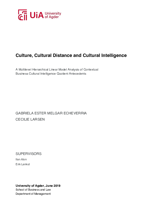 (PDF) Culture, Cultural Distance and Cultural Intelligence: A ... (PDF) Culture, Cultural Distance and Cultural Intelligence: A ...