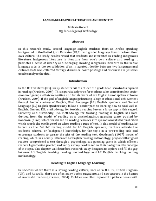 (PDF) Language Learner Literature and Identity