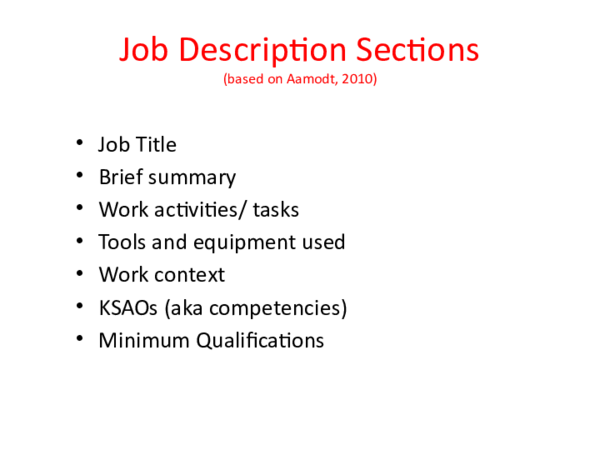 (PPT) Job description with detailed explanation of sections