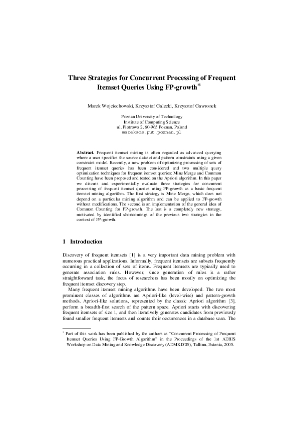 (PDF) Three Strategies for Concurrent Processing of Frequent Itemset Queries Using FP-Growth