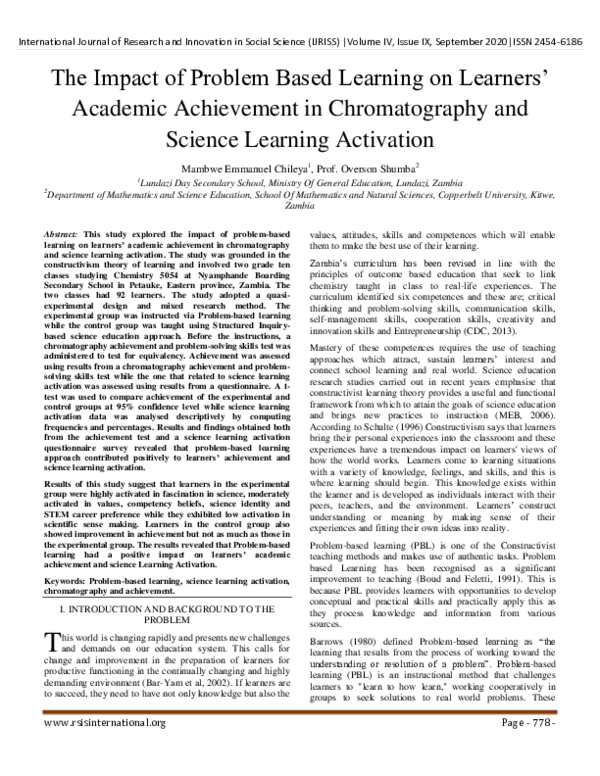 (PDF) The Impact of Problem Based Learning on Learners" Academic ...