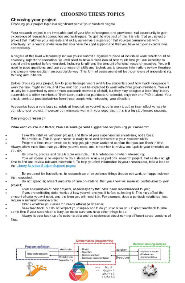 (DOC) Choosing your project Select a topic