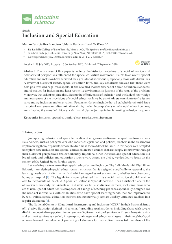 (PDF) Inclusion and Special Education