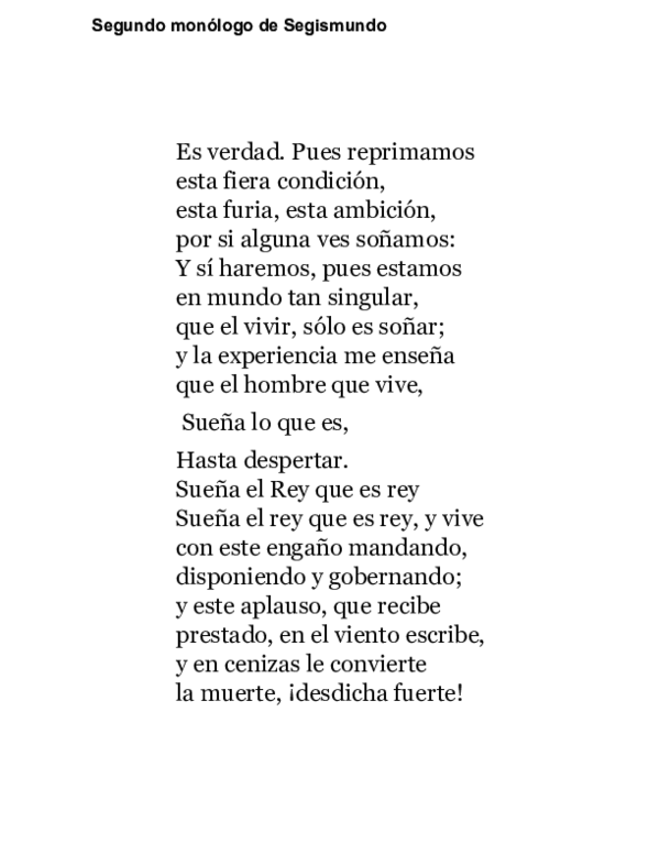 (DOC) Segundo monólogo de Segismundo