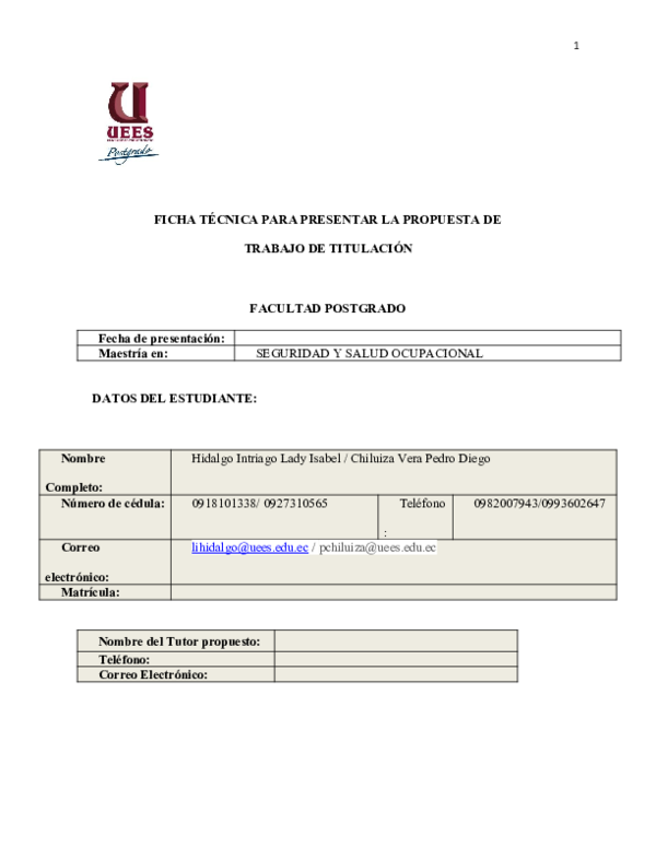 (DOC) FICHA TÉCNICA PARA PRESENTAR LA PROPUESTA DE TRABAJO DE TITULACIÓN FACULTAD POSTGRADO ...
