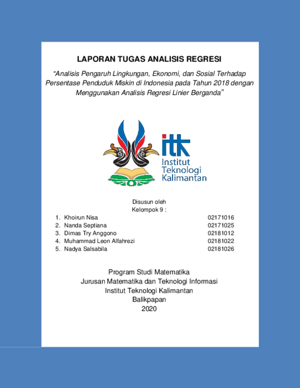 (PDF) LAPORAN TUGAS ANALISIS REGRESI