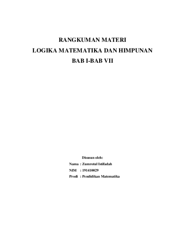 (PDF) RANGKUMAN MATERI LOGIKA MATEMATIKA DAN HIMPUNAN