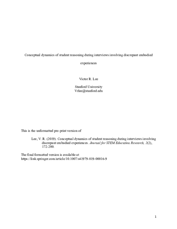 (PDF) Conceptual Dynamics of Student Reasoning during Interviews ...