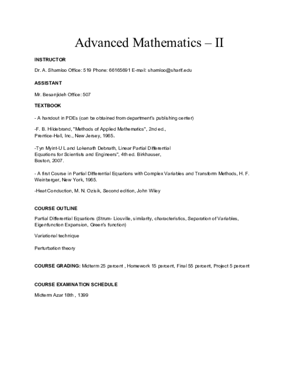 (DOC) Advanced Mathematics