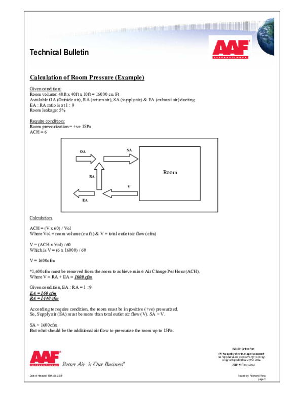 (PDF) Calculation of Room Pressure (Example