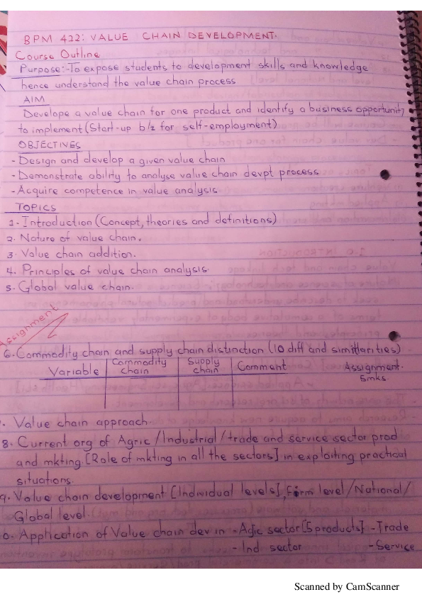 (PDF) Value chain notes