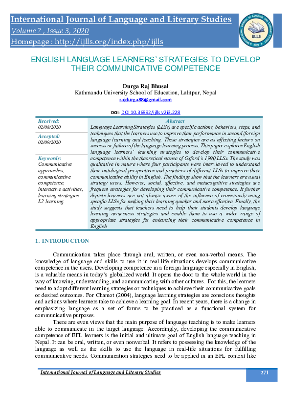 (PDF) ENGLISH LANGUAGE LEARNERS’ STRATEGIES TO DEVELOP THEIR ...