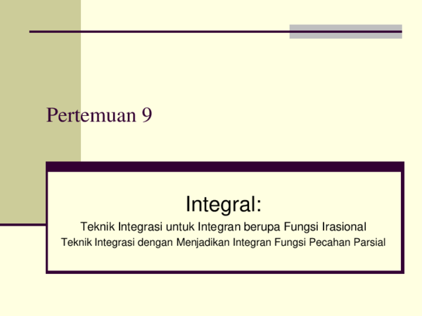 (PDF) Integral: Teknik Integrasi untuk Integran berupa Fungsi Irasional ...