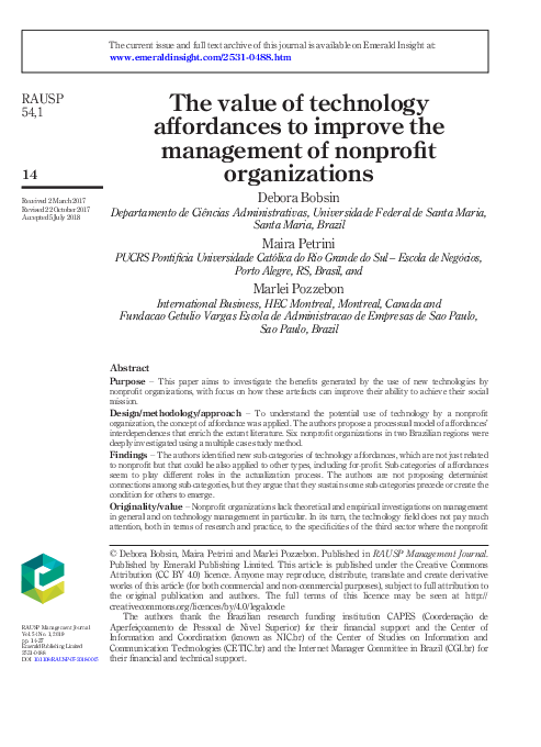 (PDF) The value of technology affordances to improve the management of ...