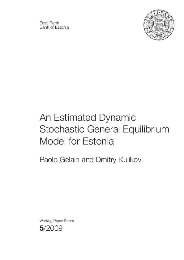 Pdf Dsge Model Analysis Of Estonias Business Cycle