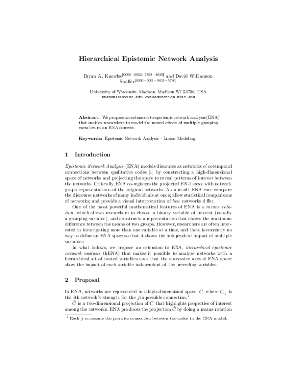 (PDF) Hierarchical Epistemic Network Analysis