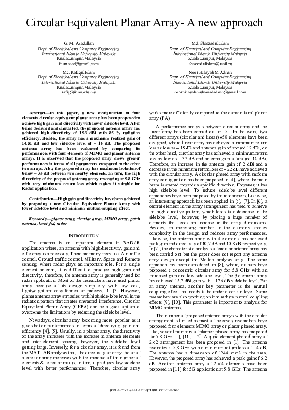 Pdf Circular Equivalent Planar Array A New Approach