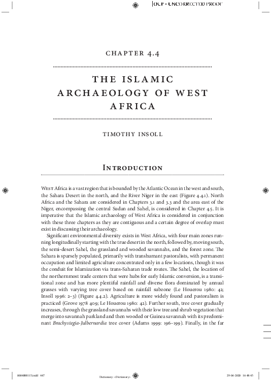 (PDF) Insoll, T. 2020. Chapter 4.4. The Islamic Archaeology of West ...