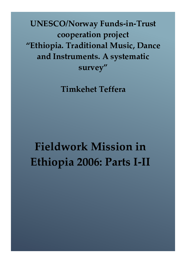(PDF) Timkehet Teffera (2006). Fieldwork Mission in Ethiopia 2006 ...