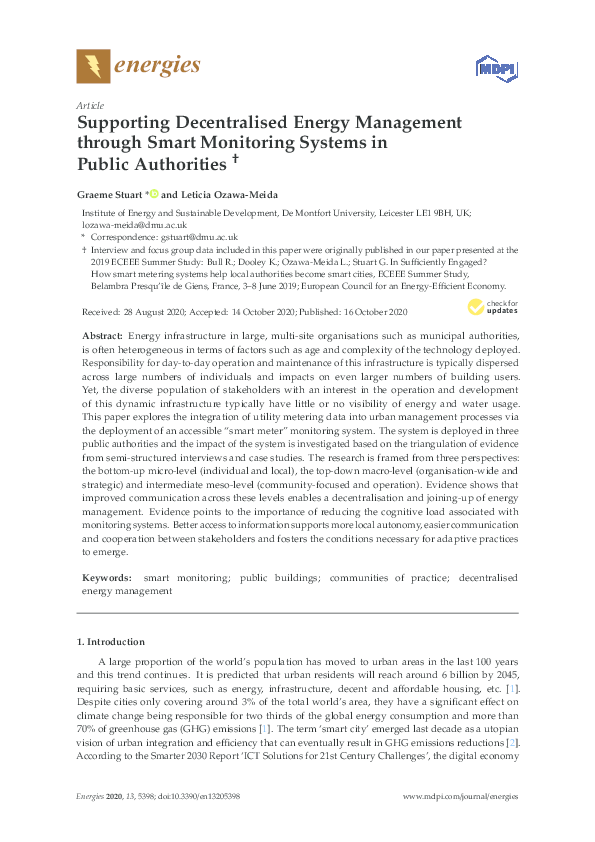 (PDF) Supporting Decentralised Energy Management through Smart ...
