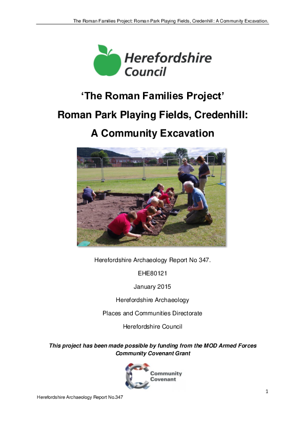 (PDF) ‘The Roman Families Project’ Roman Park Playing Fields ...
