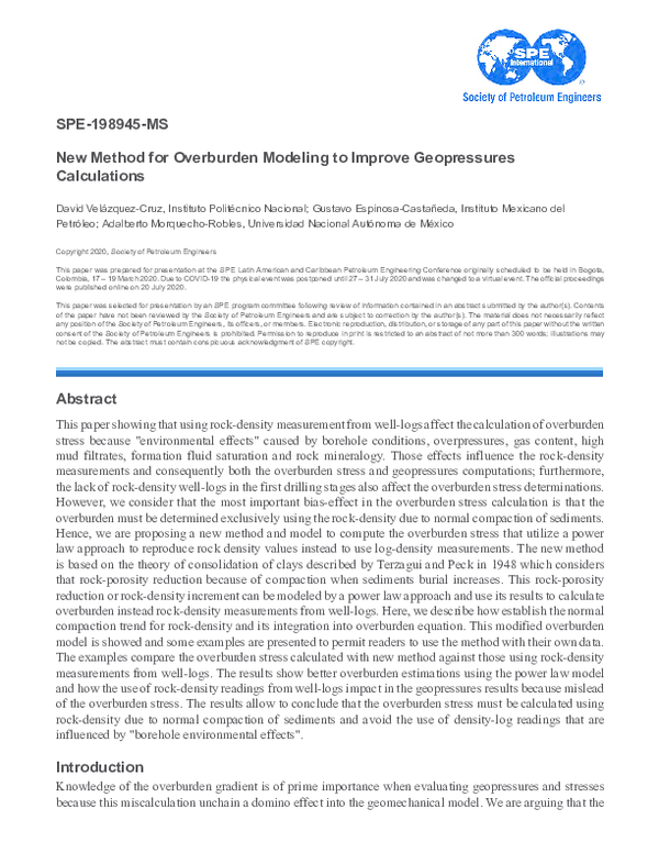 (PDF) New Method for Overburden Modeling to Improve Geopressures ...