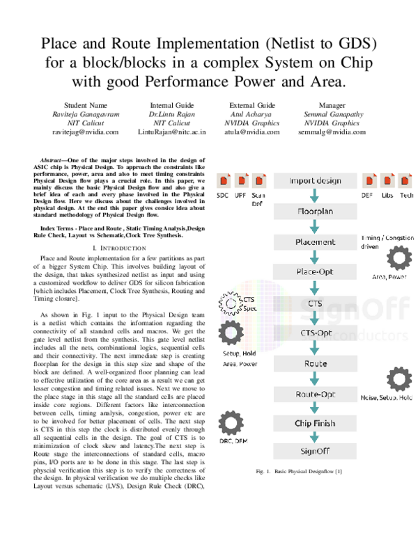(PDF) Place and Route Implementation (Netlist to GDS) for a block/blocks in a complex System on ...
