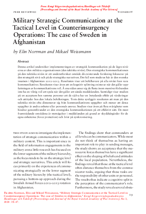 (PDF) Military Strategic Communication at the Tactical Level in ...