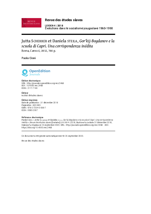 (PDF) Jutta SCHERRER et Daniela STEILA, Gor′kij-Bogdanov e la scuola di ...